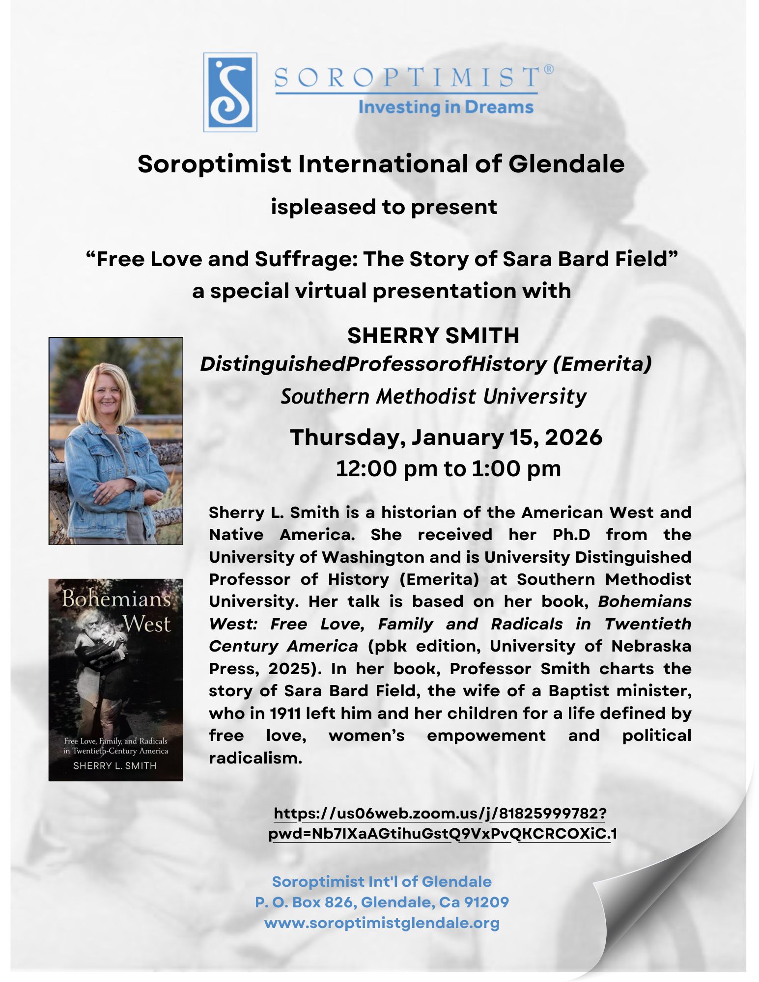 “Free Love and Suffrage: The Story of Sara Bard Field” virtual talk ...